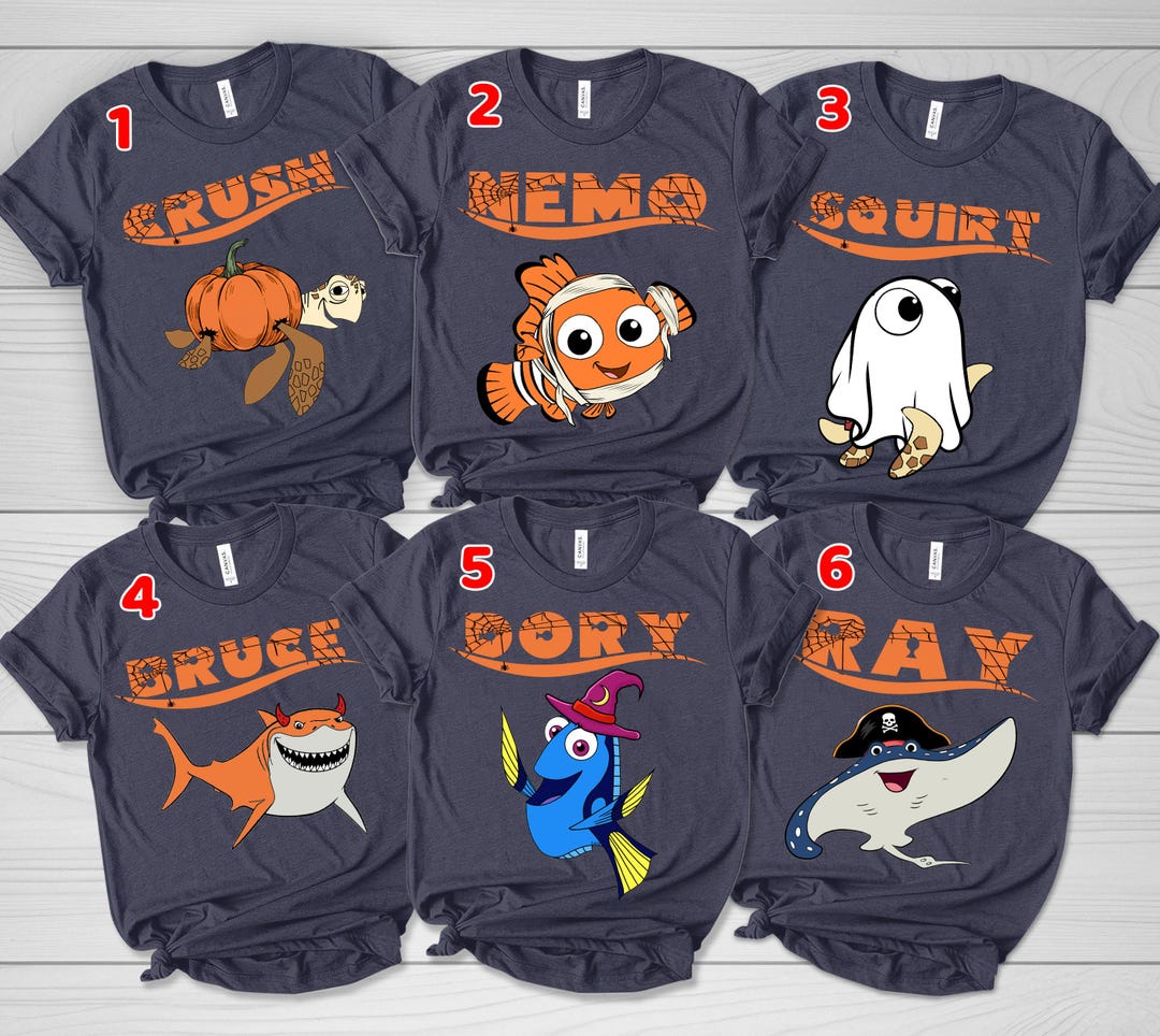 Disney Finding Nemo Halloween Shirts, Dory Ray Crush Mummy Skeleton ...