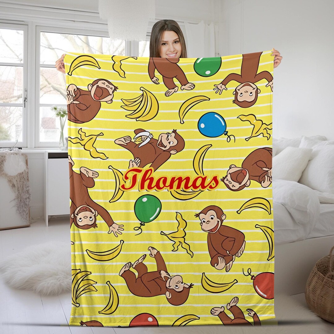Personalized Curious George Blanket, Curious George Throw Blanket Couch ...
