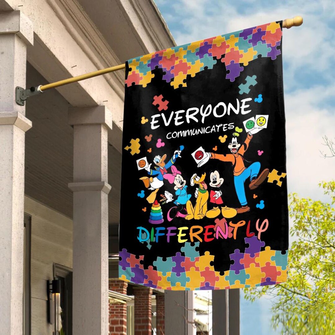 Disney Autism Everyone Communicate Differently Flag, Autism Awareness ...