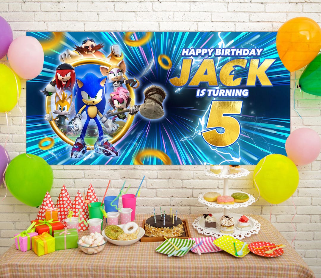 Sonic Birthday Party Backdrop/sonic Hedgehog Birthday Banner/custom ...