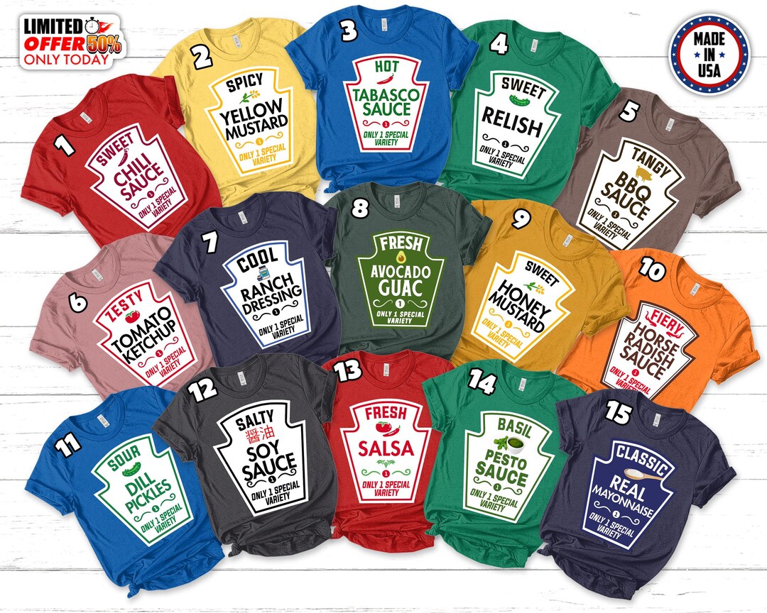 Condiments Matching Shirt | Condiment Group Costume T-shirt | Ketchup ...