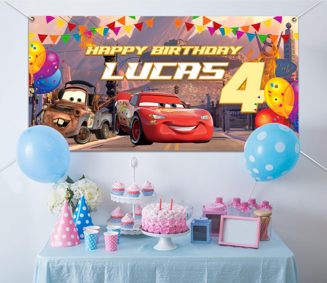 Customized Birthday Cars Movie Backdrop,disney Pixar Car Movie Theme ...