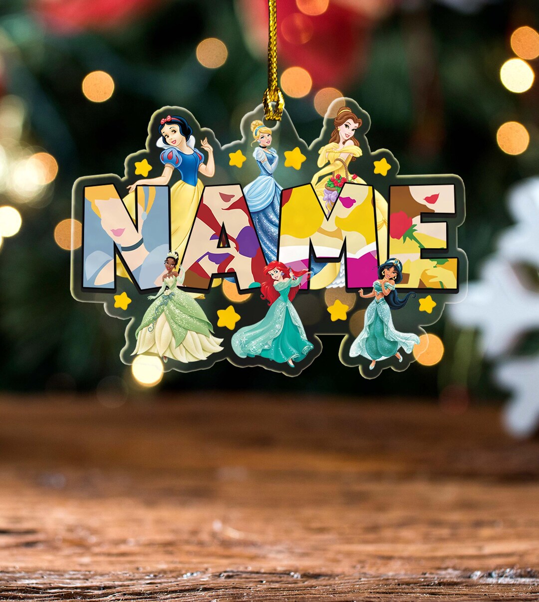 Personalized Disney Princess Ornament, Princess Christmas 2024 Ornament ...