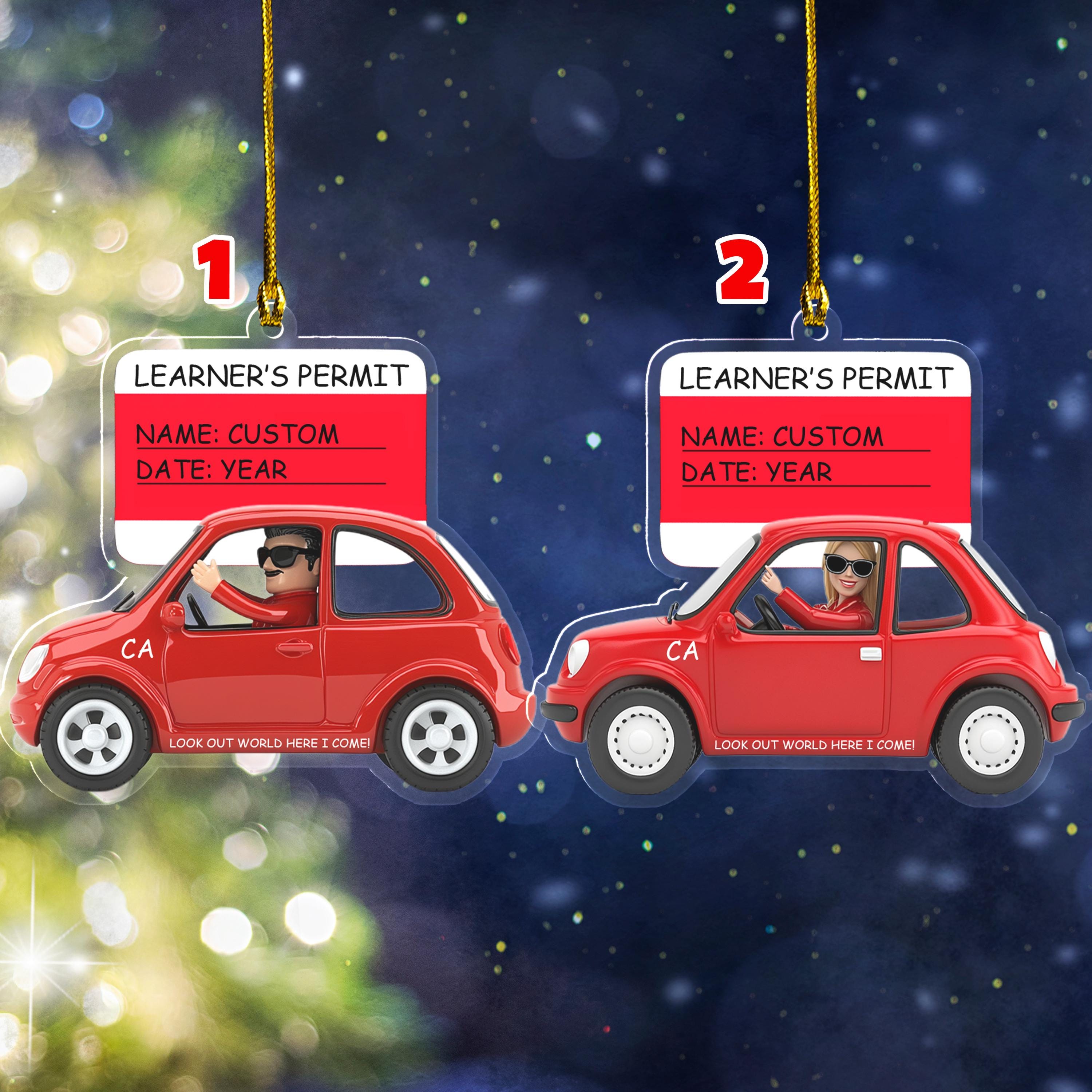 2D Driver Personalized Learner's Permit Ornament, Christmas Ornament ...
