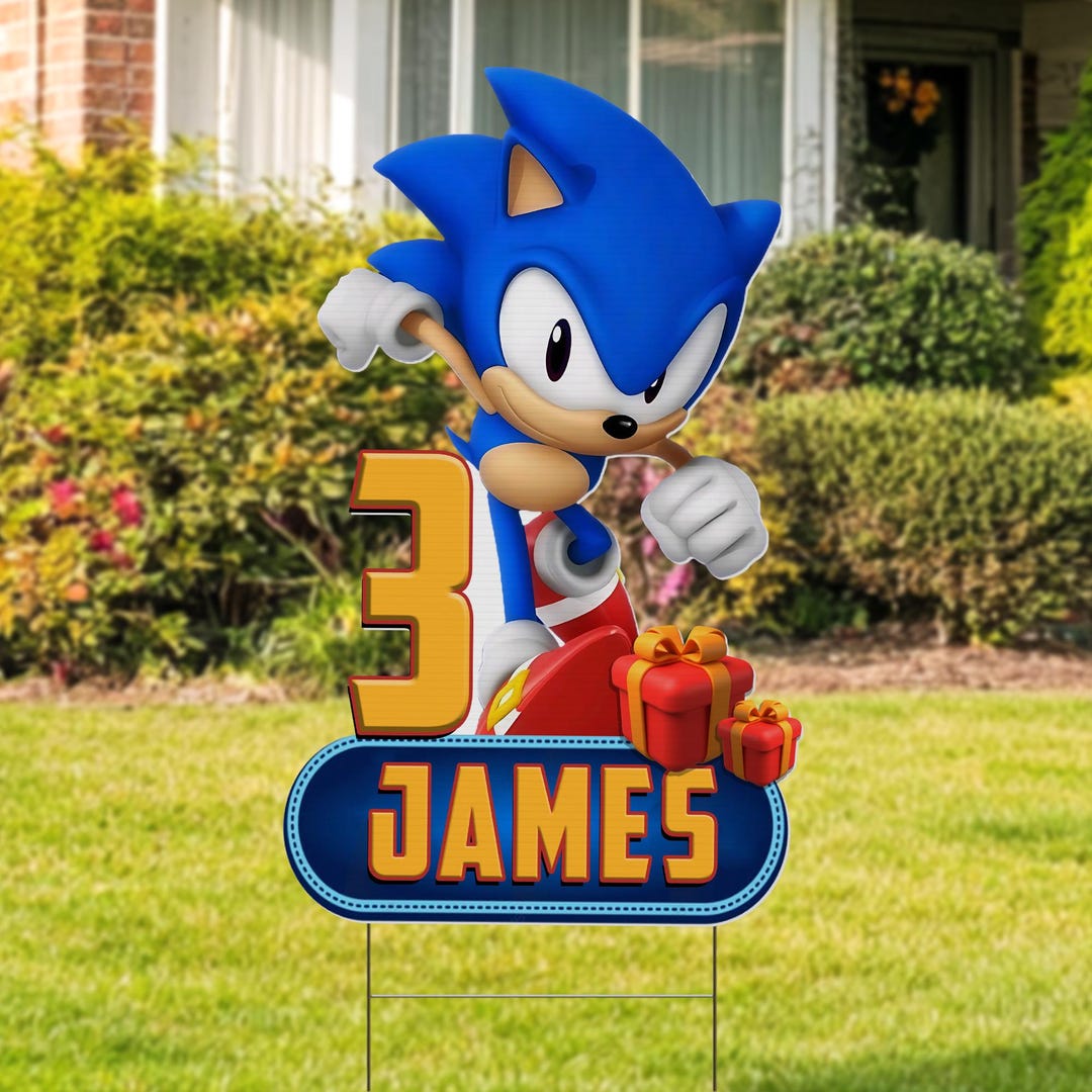 Custom Sonic the Hedgehog Yard Sign, Sonic Birthday Party Decor, Video ...