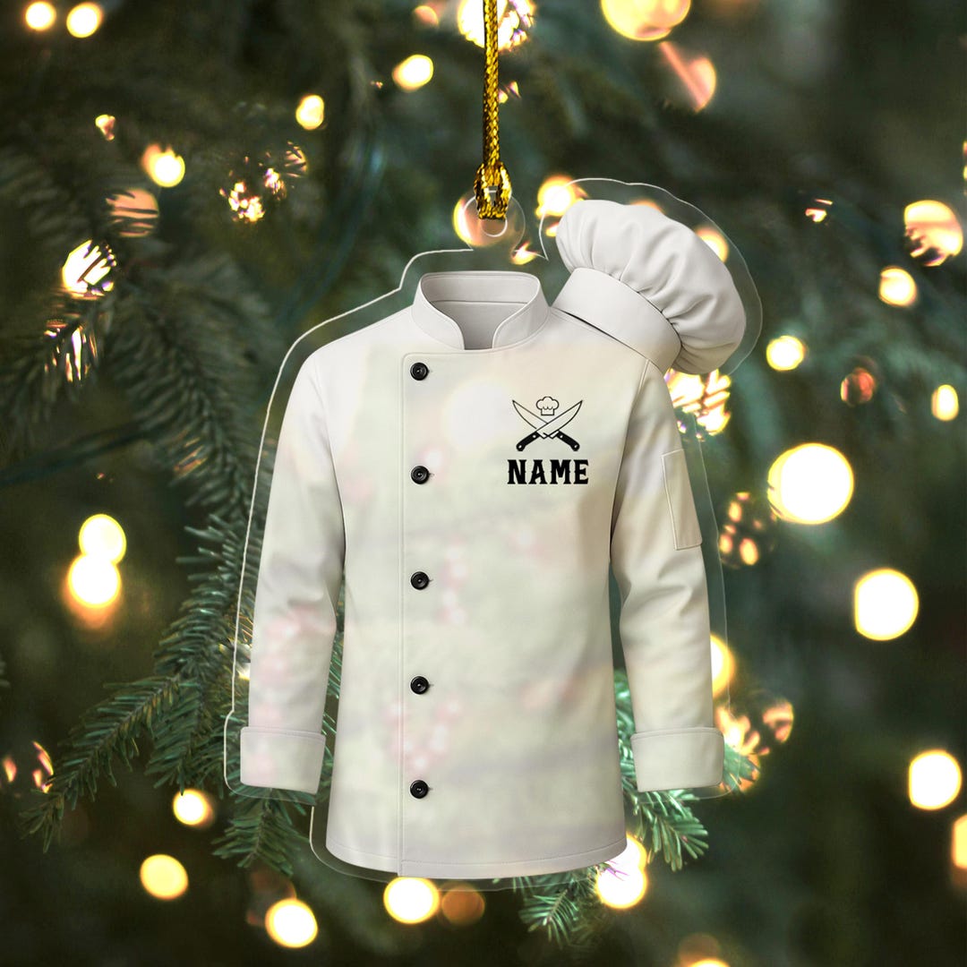 Personalized Name Chef Uniform Christmas Ornament, 2D Acrylic Custom ...
