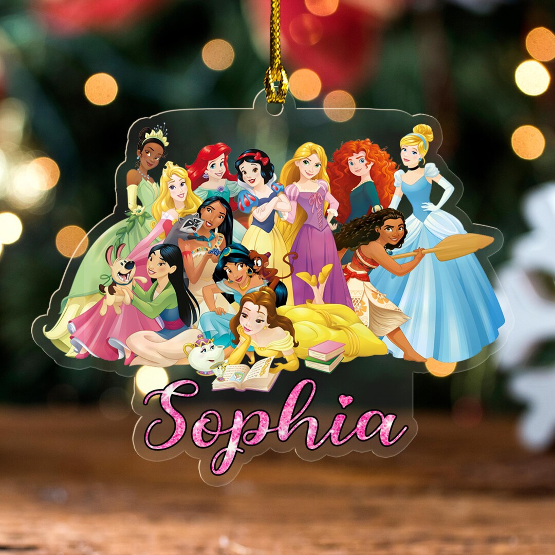 Personalized Disney Princess Ornament, Custom Name Baby Girl Ornament ...