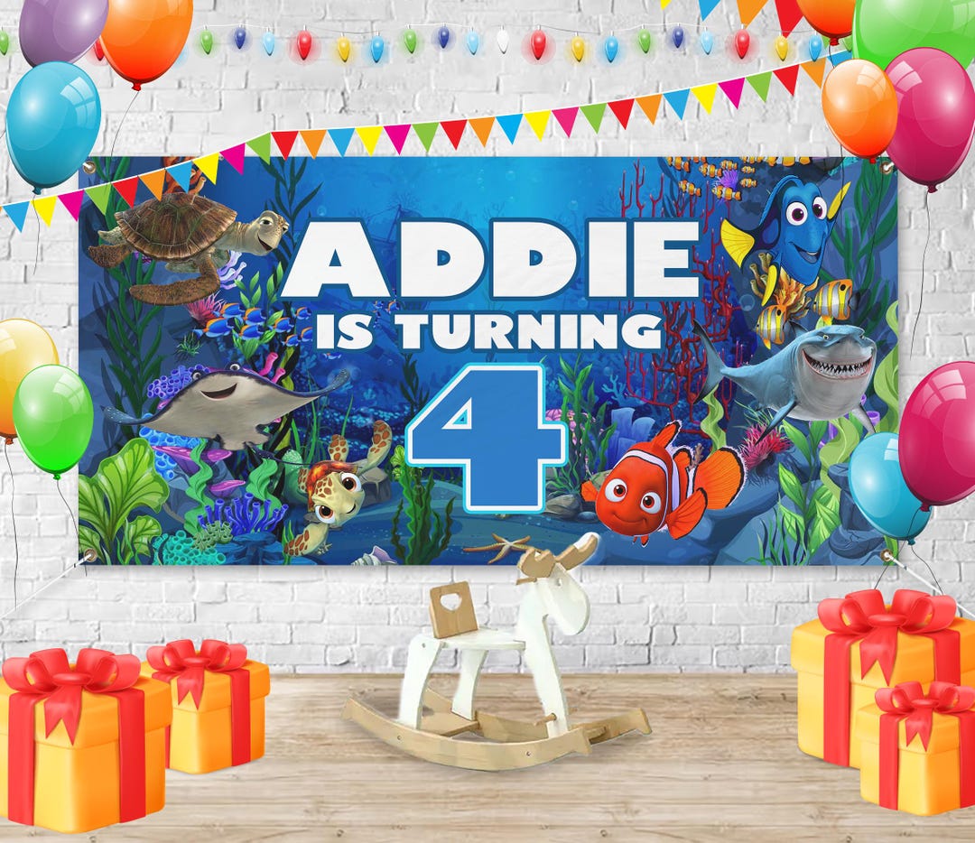 Finding Nemo Birthday Backdrop, Finding Nemo Birthday Party, Finding ...
