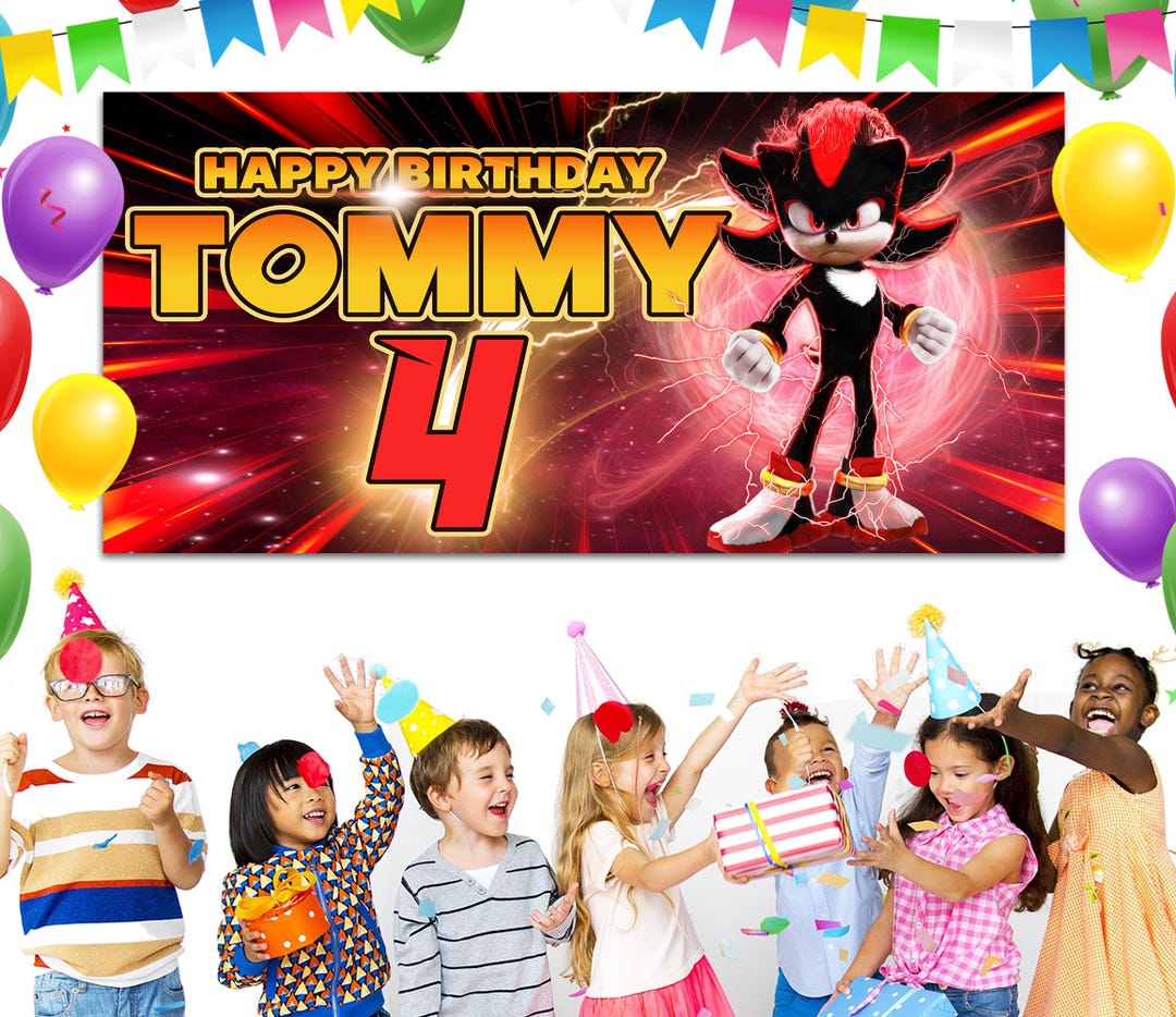 Sonic Birthday Party Backdrop,shadow Hedgehog Birthday Banner,custom ...