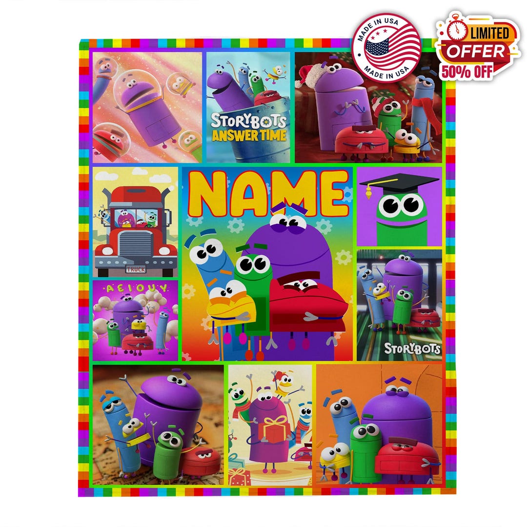 Custom Ask the Storybots Blanket, Kid Cartoon Bedding Blanket, Baby ...