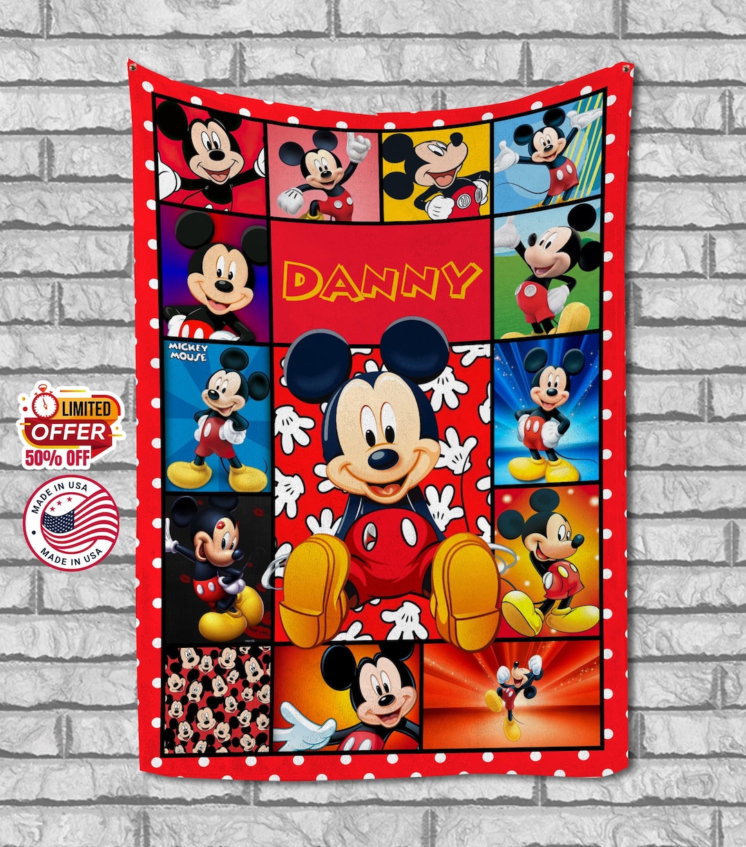Personalized Mickey Mouse Quilt | Mickey Mouse Fleece Blanket | Mickey ...