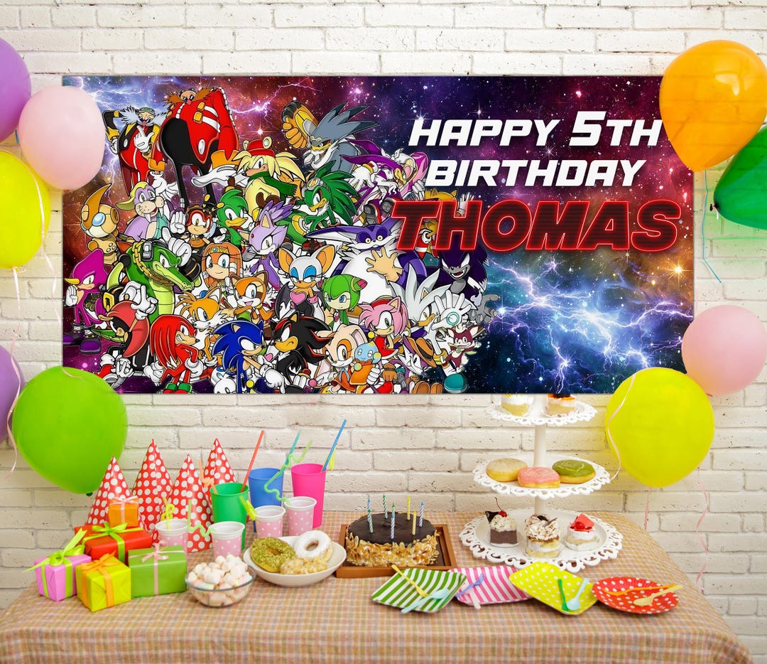 Sonic Birthday Party Backdrop/sonic Hedgehog Birthday Banner/custom ...