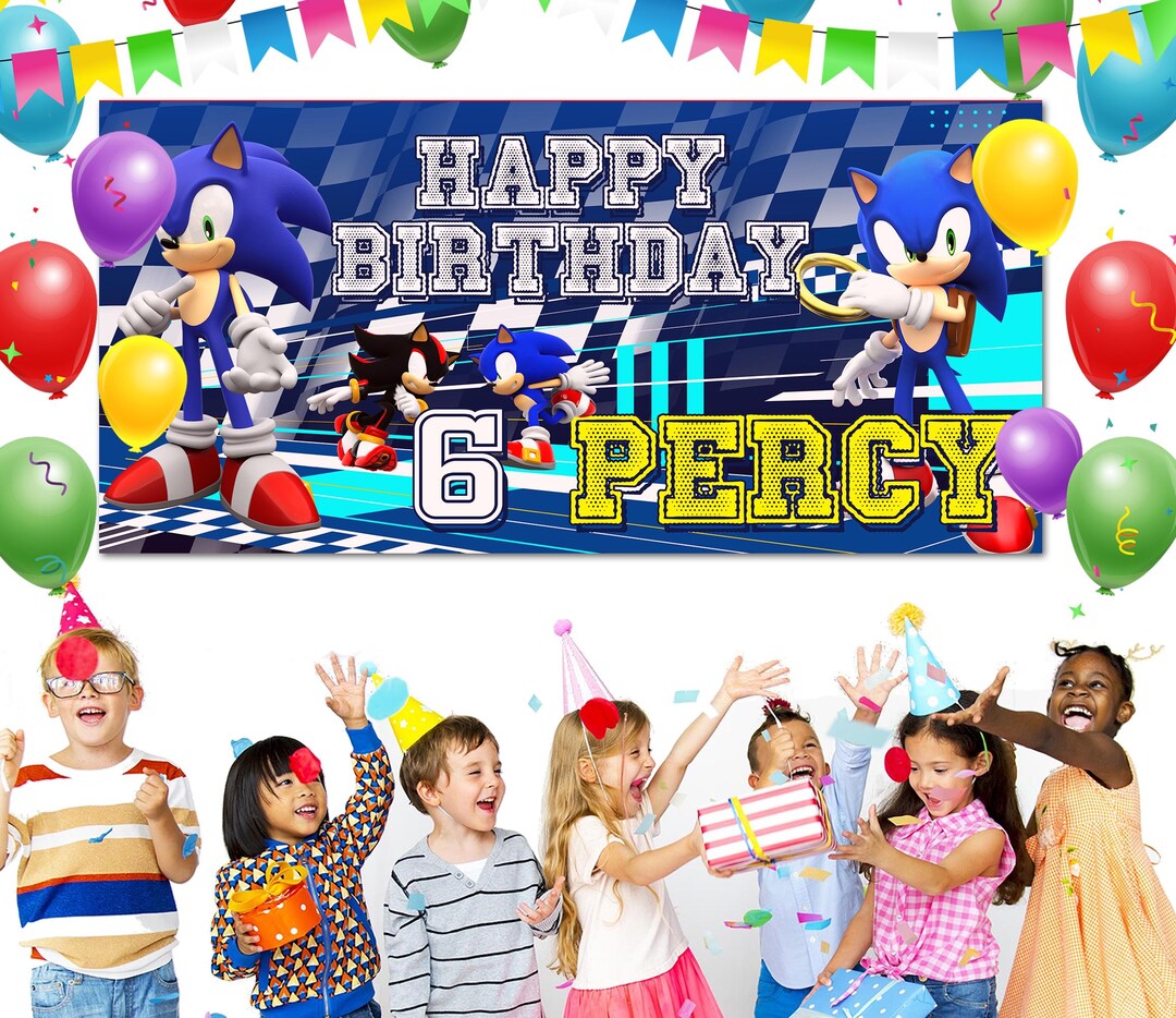 Sonic Birthday Party Backdrop Sonic Birthday Banner Custom Sonic ...