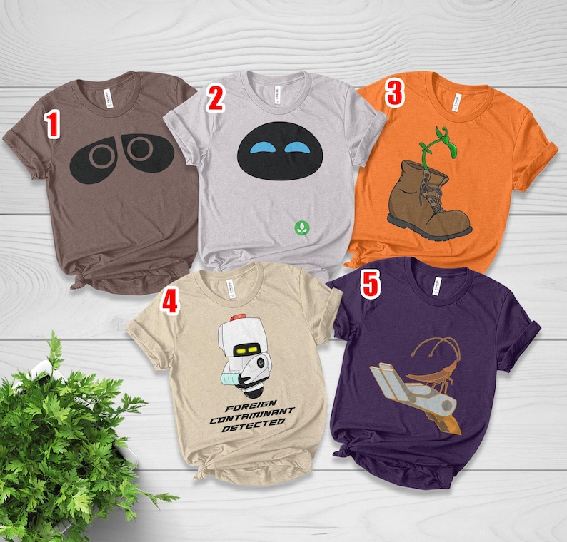 Wall-e, Eve, Plant in the Boot, and Cockroach Disney Shirts, Wall-e ...