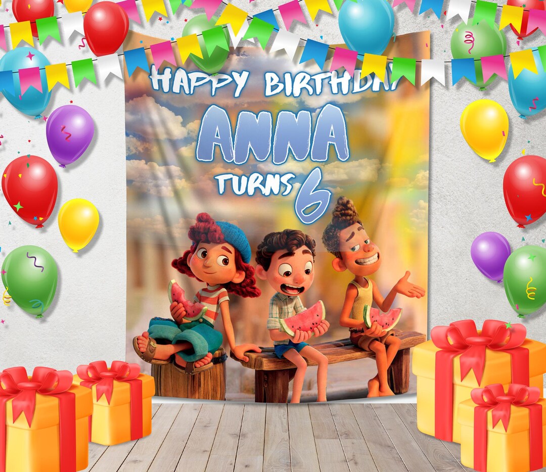 Luca Birthday Backdrop,personalized Luca Birthday Kids Banner ...