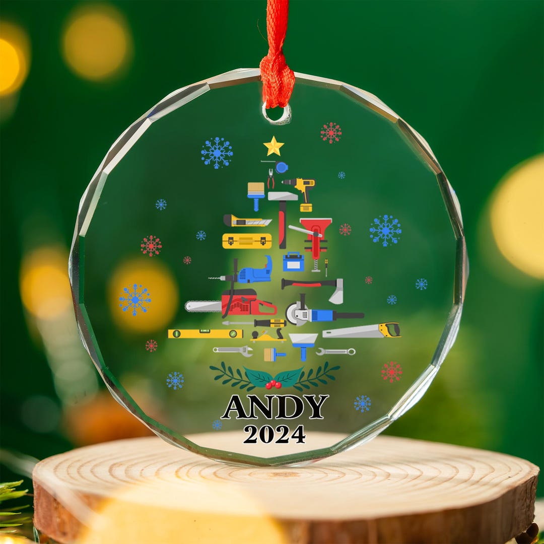 Personalized Mechanic Tools Glass Ornament 2024, Mechanic Christmas ...