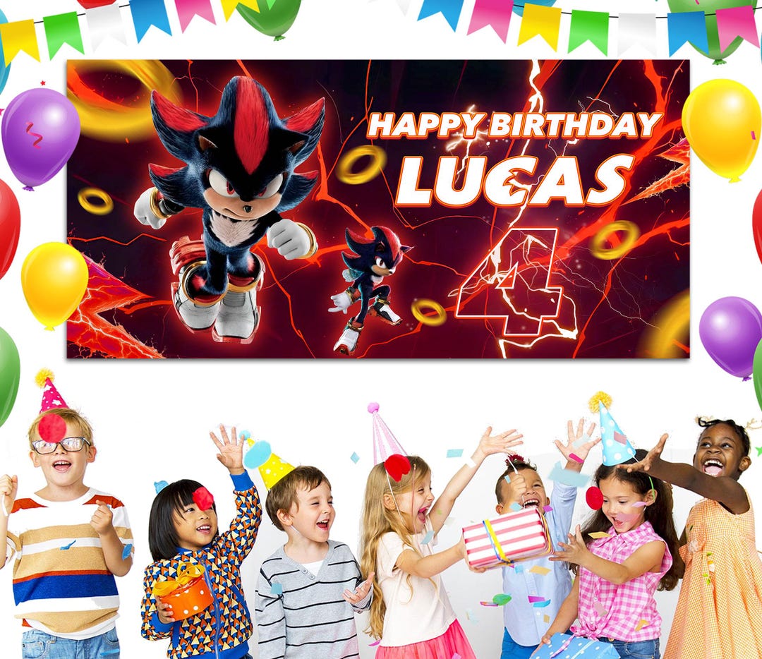 Sonic Birthday Party Banner, Backdrop Sonic Birthday, Banner Custom ...