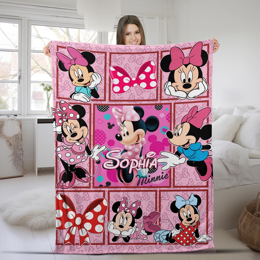 Personalized Watercolor Minnie Mouse Blanket,custom Name Disney Minnie ...
