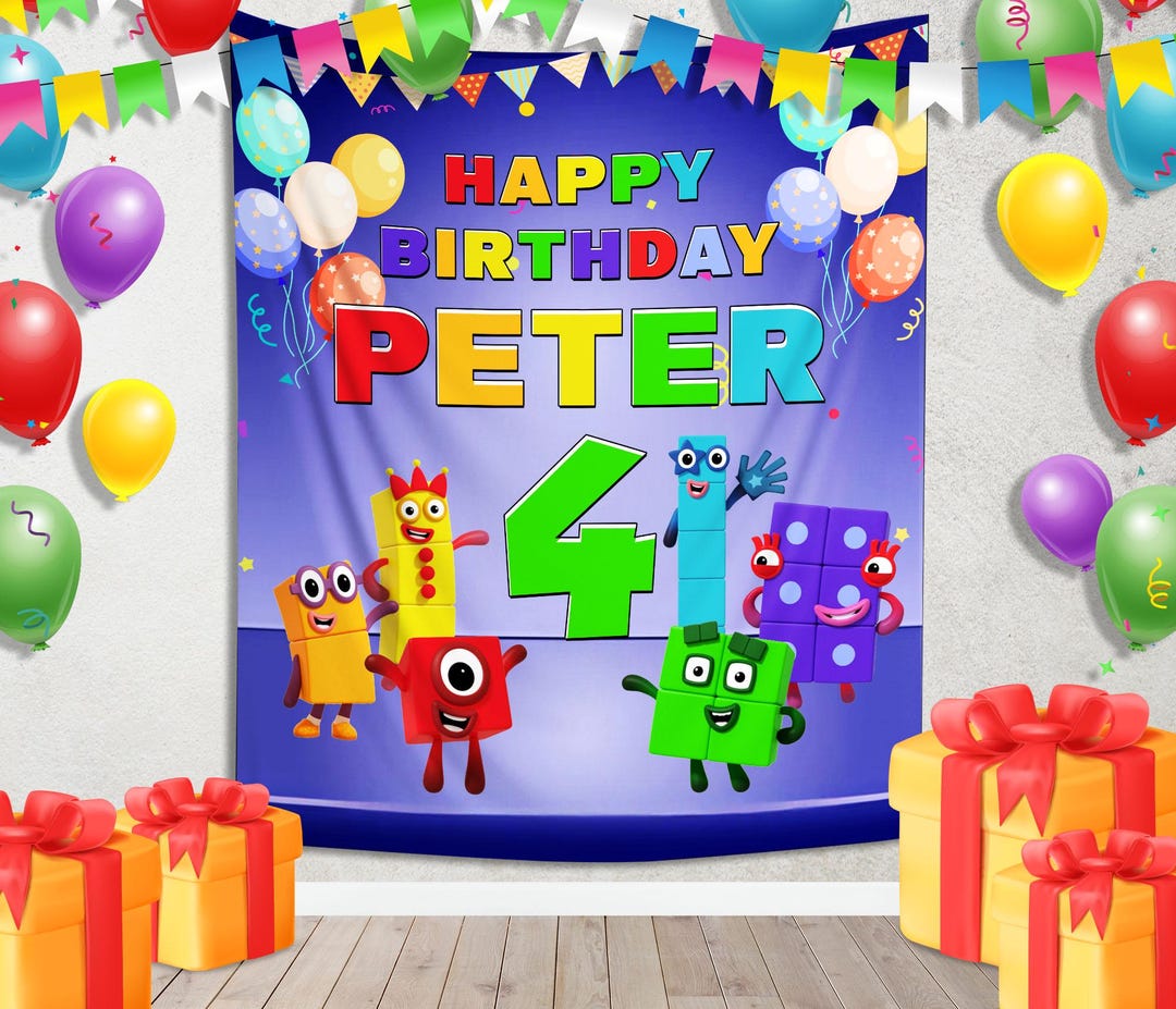Personalized Birthday Numberblocks Banner, Printable Party Backdrops ...