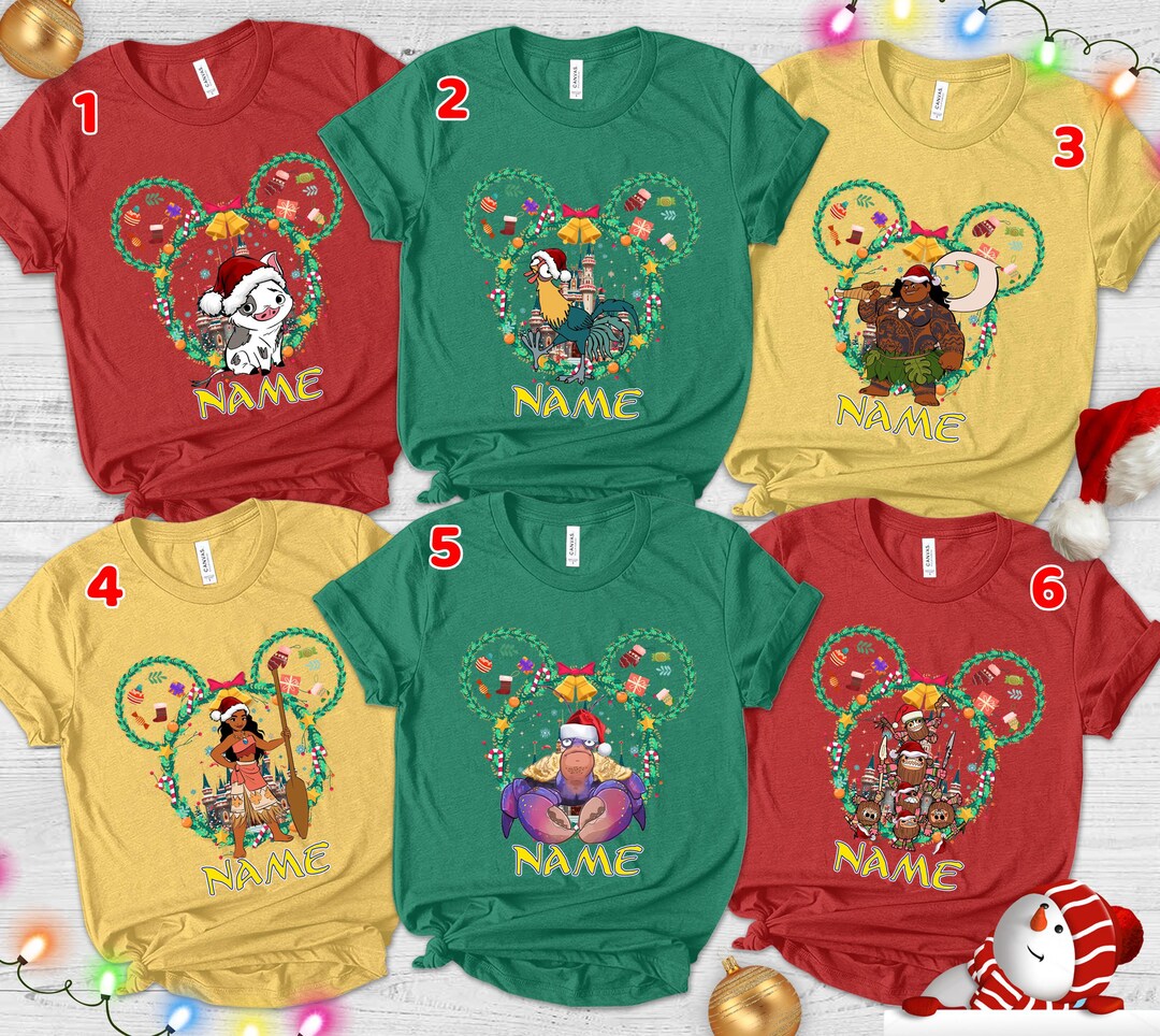 Disney Castle Christmas Moana Characters Shirts, Moana 2 Movie 2024 ...