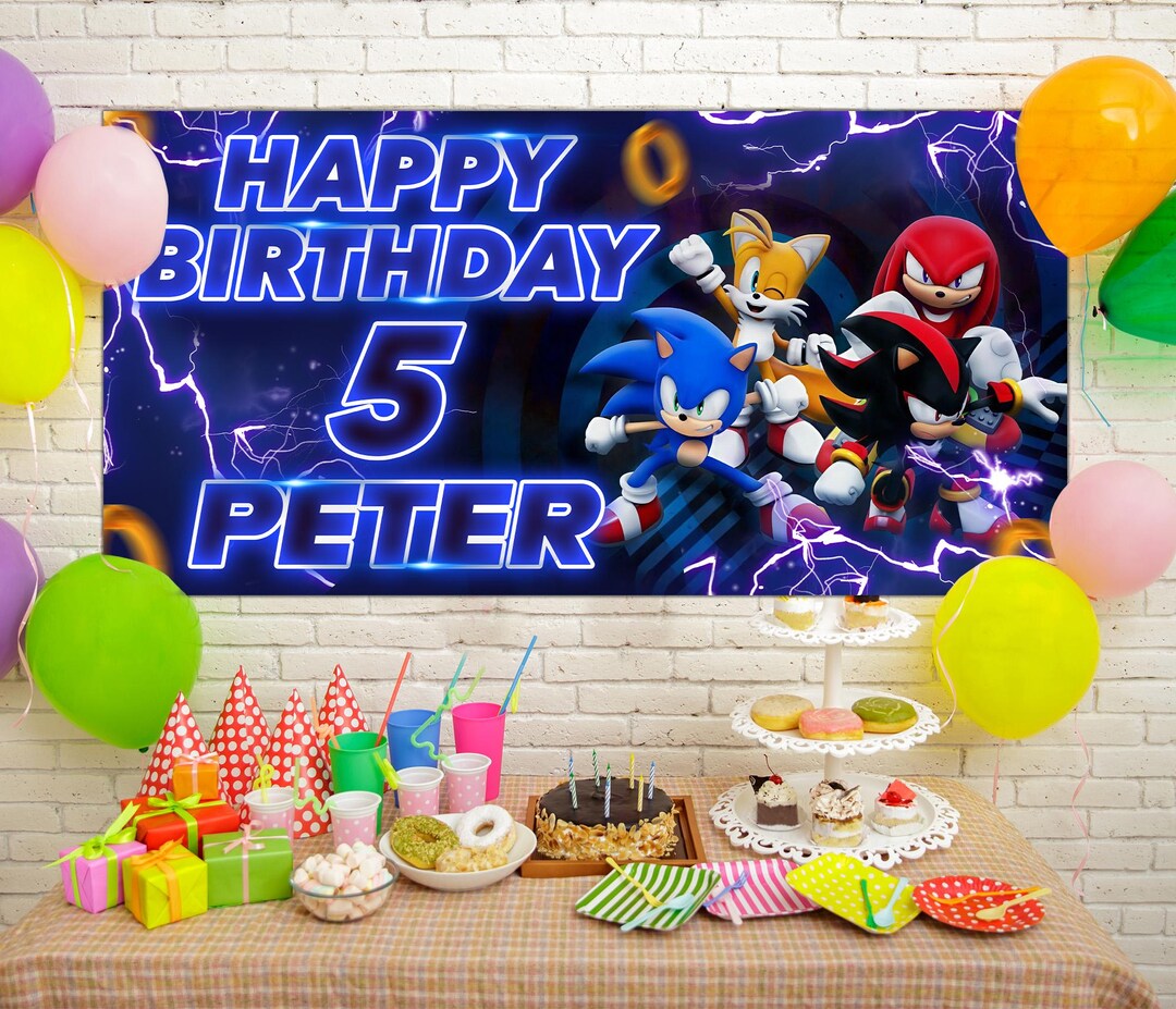 Custom Sonic Hedgehog Birthday Backdrop, Sonic Birthday Banner, Sonic ...
