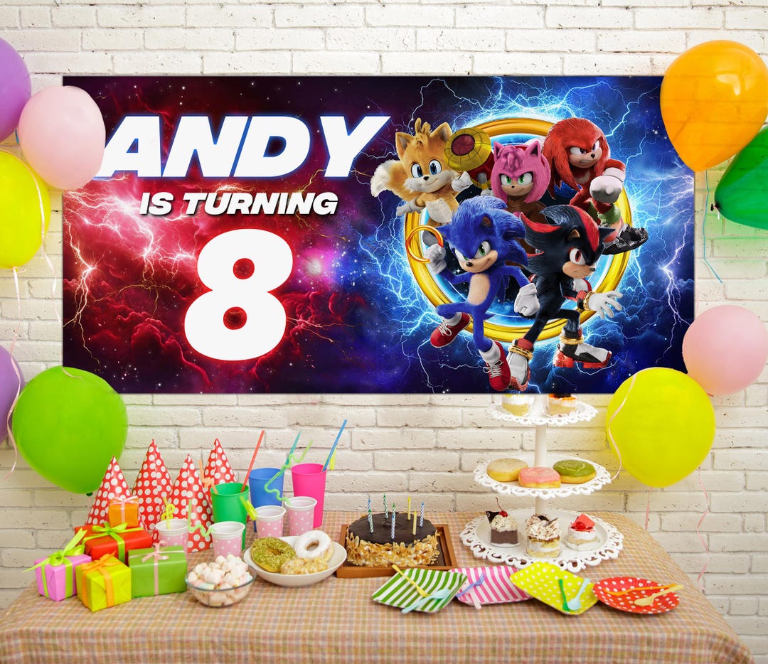 Personalized Sonic Birthday Party Backdrop, Sonic Hedgehog Birthday ...