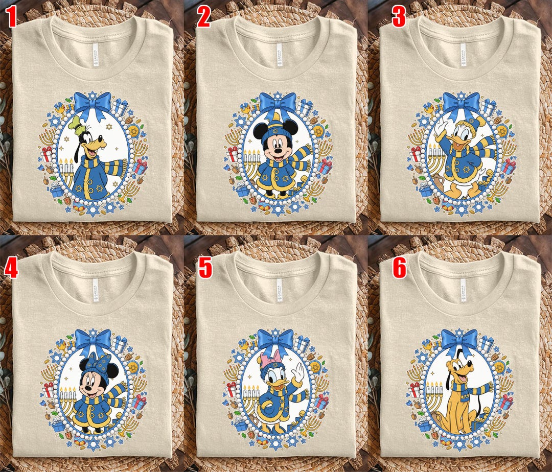 Mickey and Friends Menorah Light Coquette Bow T-shirt, Disney Hanukkah ...