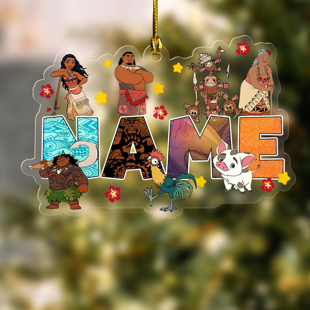 Custom Name Disney Moana Ornament, Disney Princess Moana Birthday Girl ...