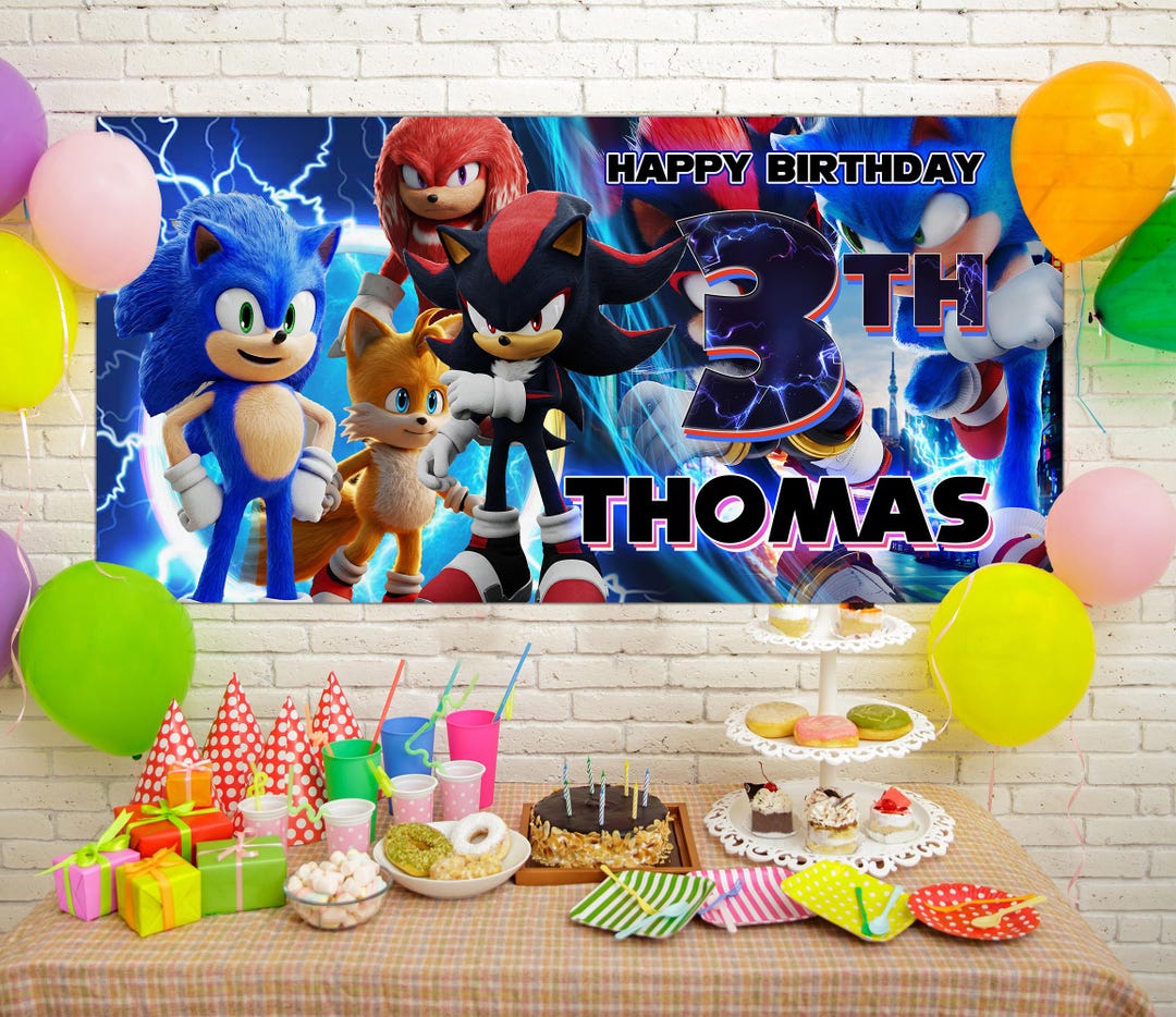 Sonic Birthday Party Backdrop, Sonic Hedgehog Birthday Banner, Custom ...