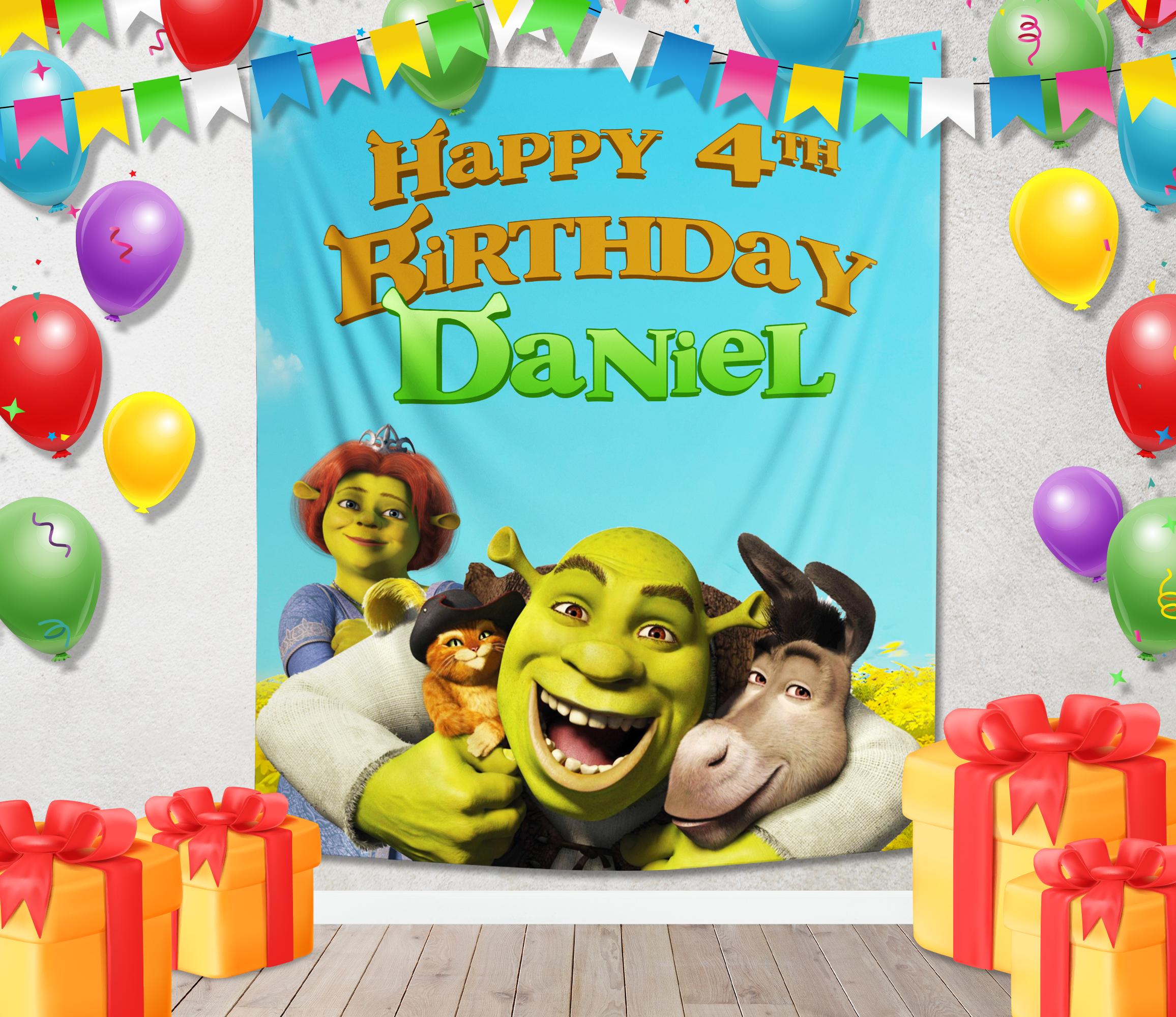 Shrek Birthday Party, Shrek Party Banner, Shrek Birthday Backdrop ...
