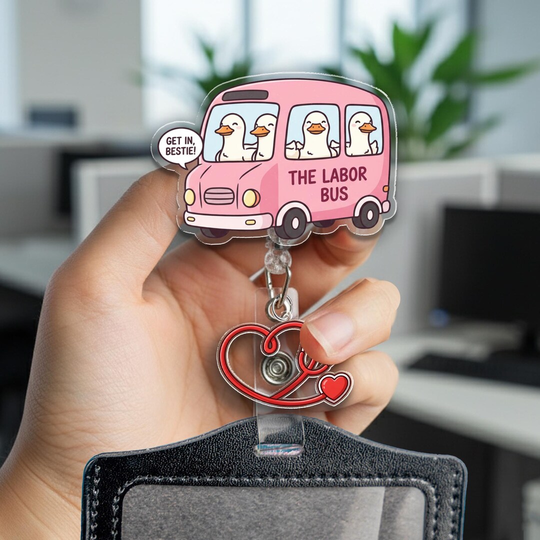 Funny 'labor Bus' Nurse Badge Reel: L&D Midwife Gift,labor Bus ...