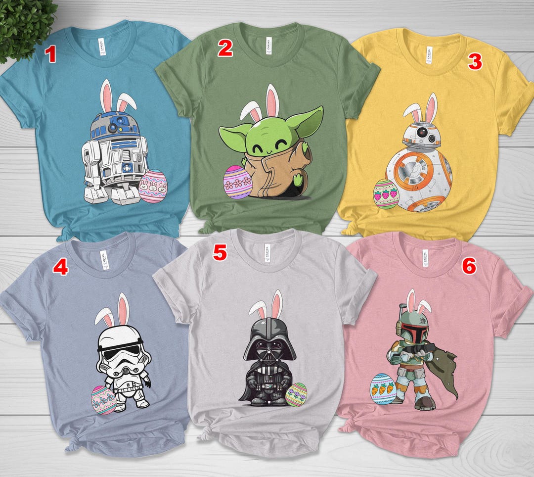 Star Wars Character Easter Tee,easter Darth Vader Tee, Baby Yoda, Star ...