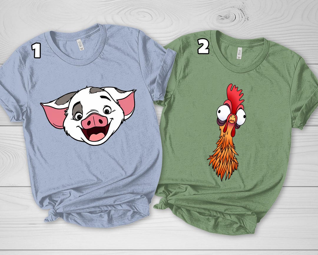 Disney Moana Pua and Hei Hei Face Halloween Costume T-shirt, Disneyland ...