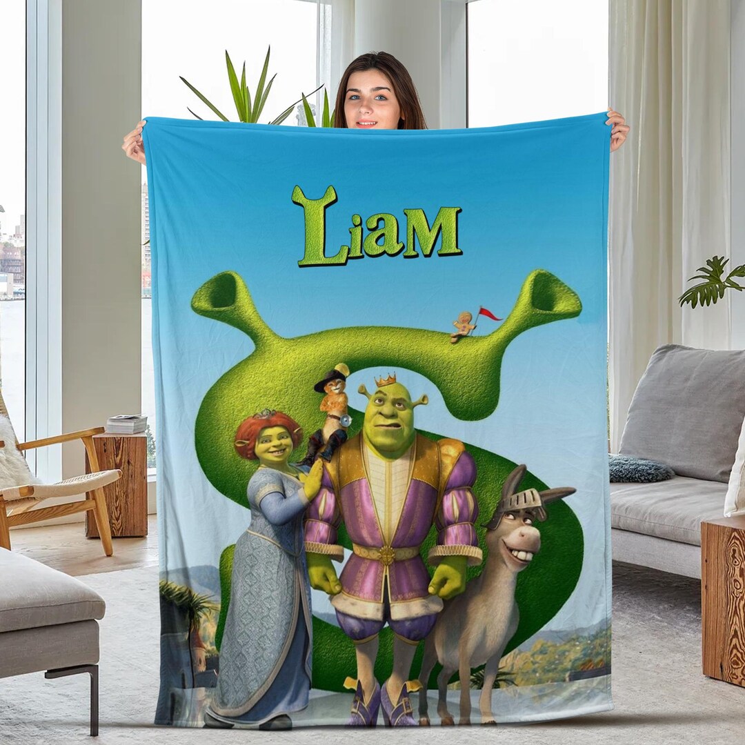 Personalized Shrek Characters Blanket, Disney Shrek Movie Blanket ...