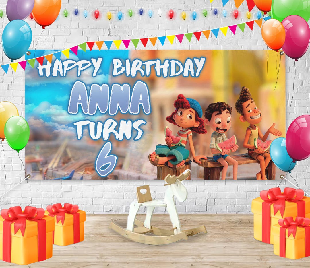 Luca Birthday Backdrop,personalized Luca Birthday Kids Banner ...