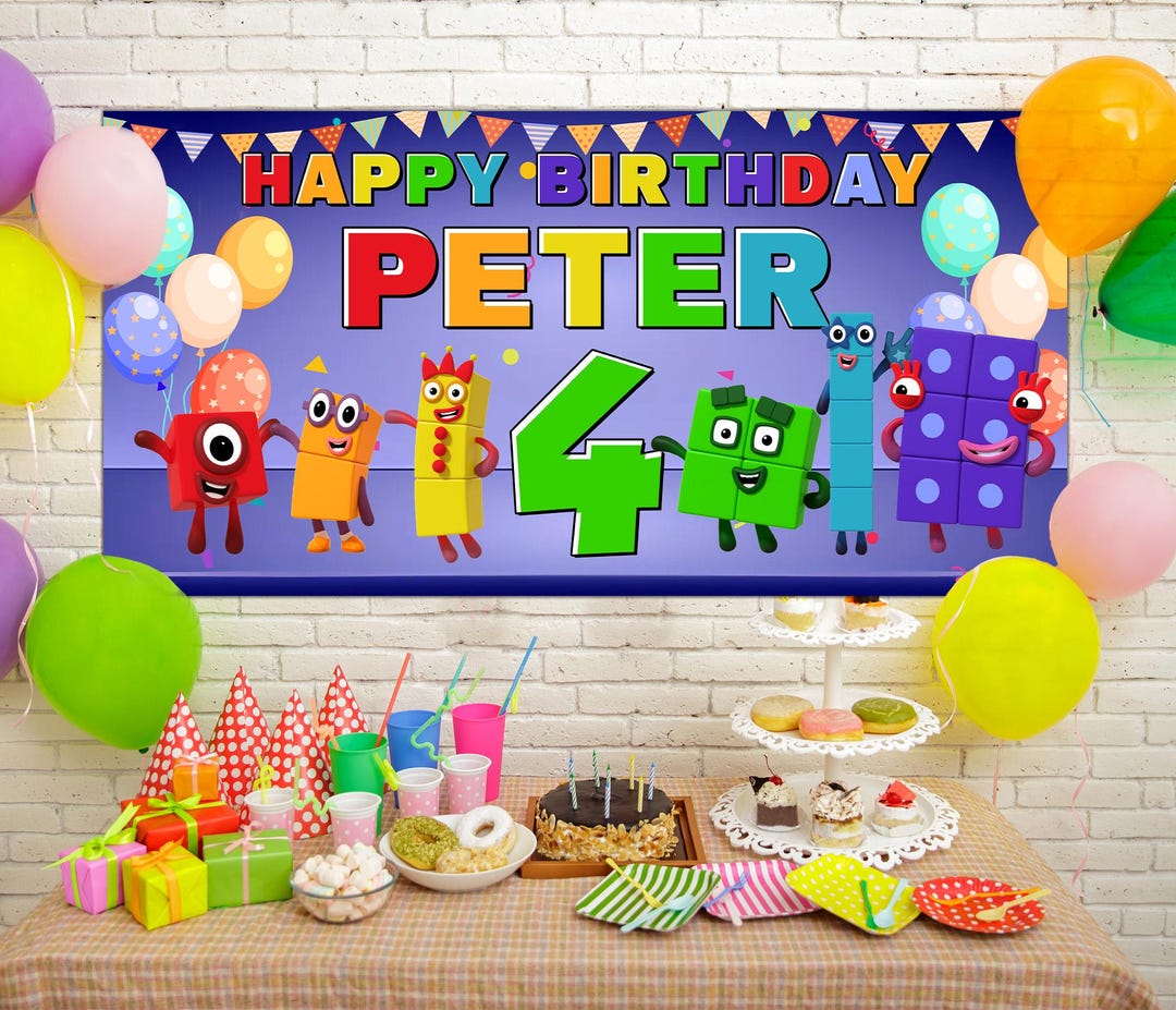 Personalized Birthday Numberblocks Banner, Printable Party Backdrops ...