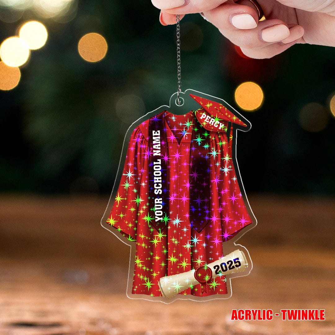 Personalized Graduation Gown Ornament, Custom School Name and Class ...