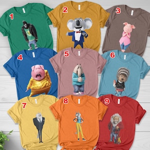 Funny Character Sing Movie 2 Theme Matching Shirt, Character Family ...