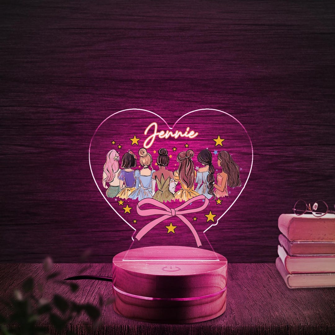 Personalized Disney Princesses Night Light, Belle Rapunzel Anna Elsa ...