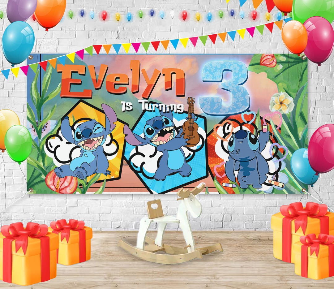 Stitch Banner, Birthday Banner, Stitch Party Birthday, Stitch Birthday ...