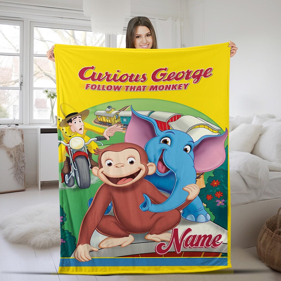 Personalized Curious George Blanket, Curious George Fleece Blanket ...