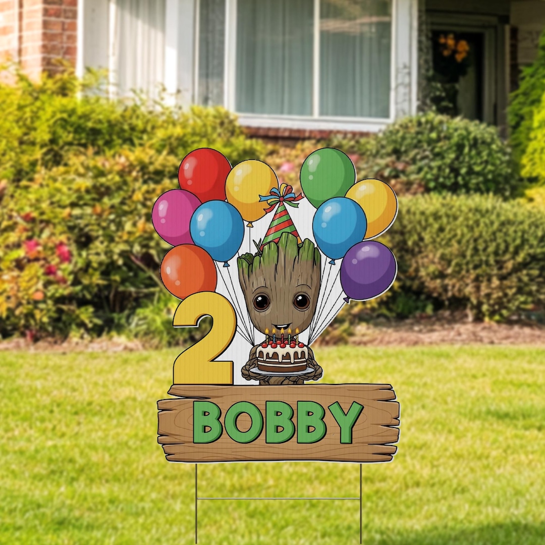 Baby Groot Birthday Yard Sign Cut Out, Superhero Lawn Decoration, Groot ...
