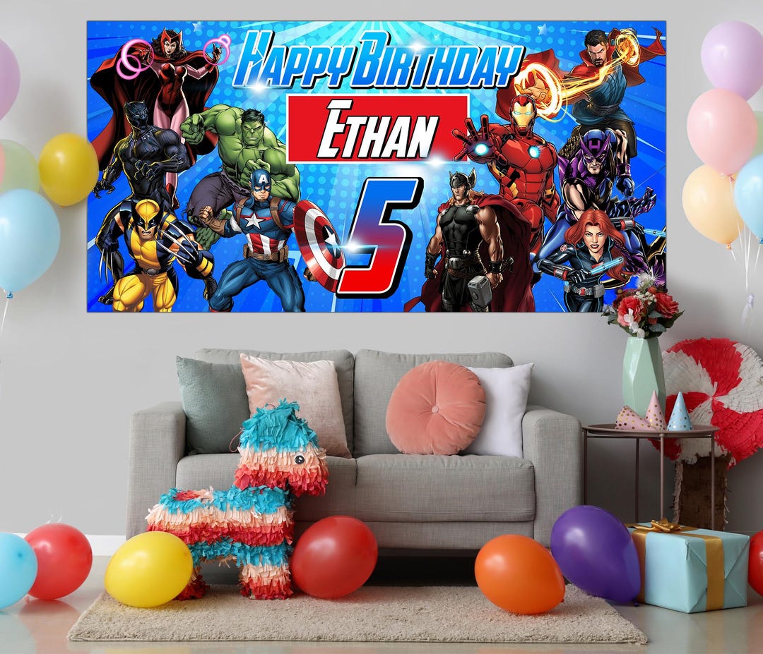 Marvel Avenger Birthday Party Backdrop/avenger Birthday Banner/custom ...