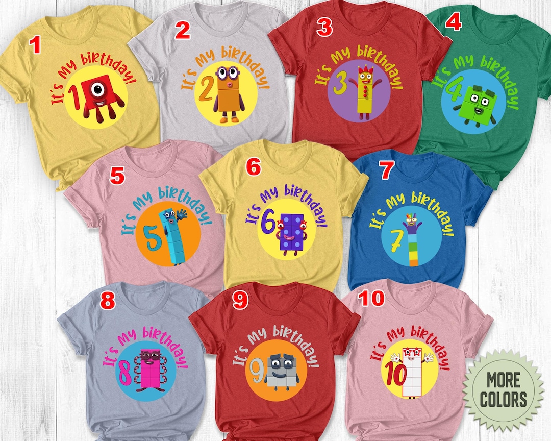 Custom Age Birthday Shirt, Numberblocks Group Shirt, 1-10 Numberblocks ...