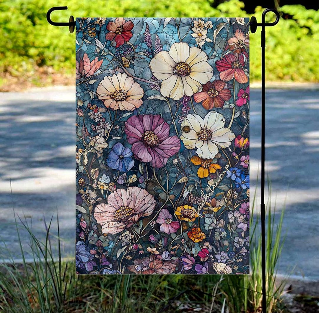 Subtle F*ck Trump Garden Flag, Stained Glass Flower Design Yard Banner ...