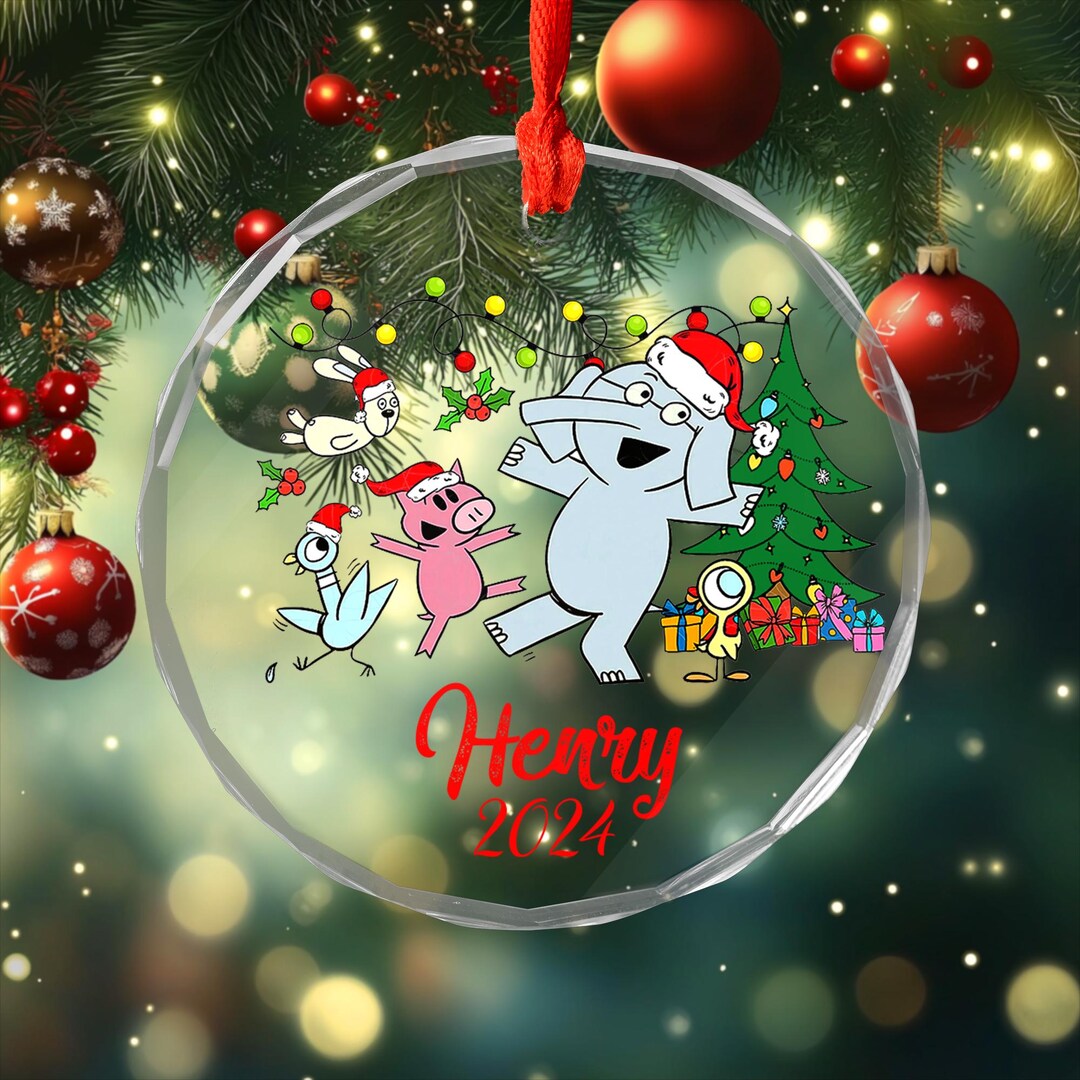 Personalized Elephant and Piggie Glass Ornament, Book Characters ...