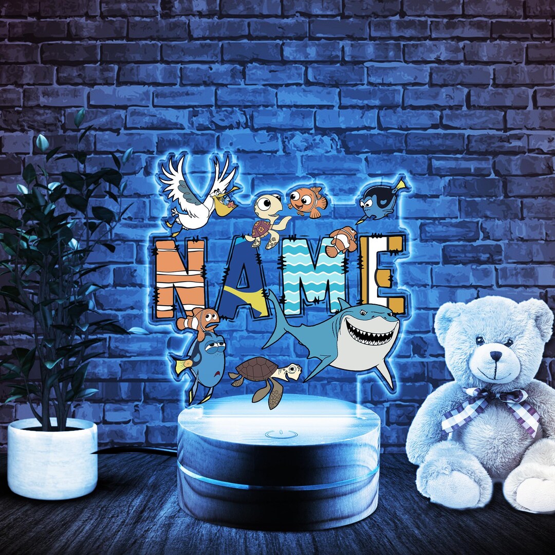 Custom Name Disney Finding Nemo Night Light, Pixar Finding Dory Decor ...