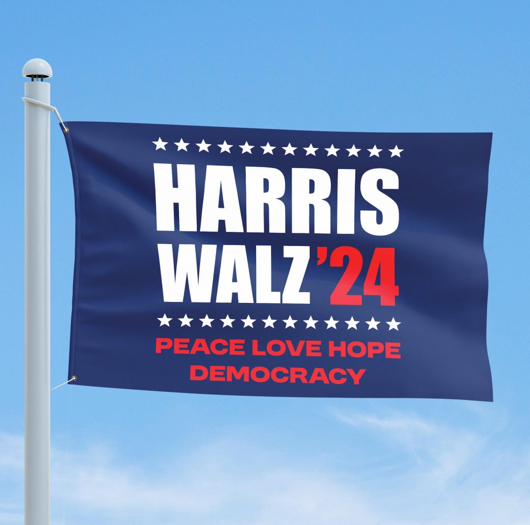 Harris Walz 2024 Flag, Kamala Harris Flag, Peace Love Hope Democracy ...