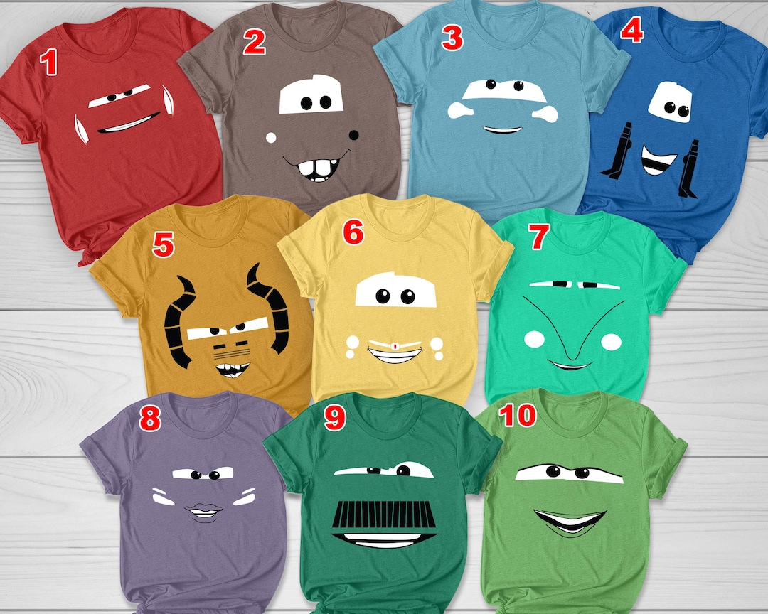 Disney Cars Face Outline Family Matching Shirt, Disney Birthday Crew ...