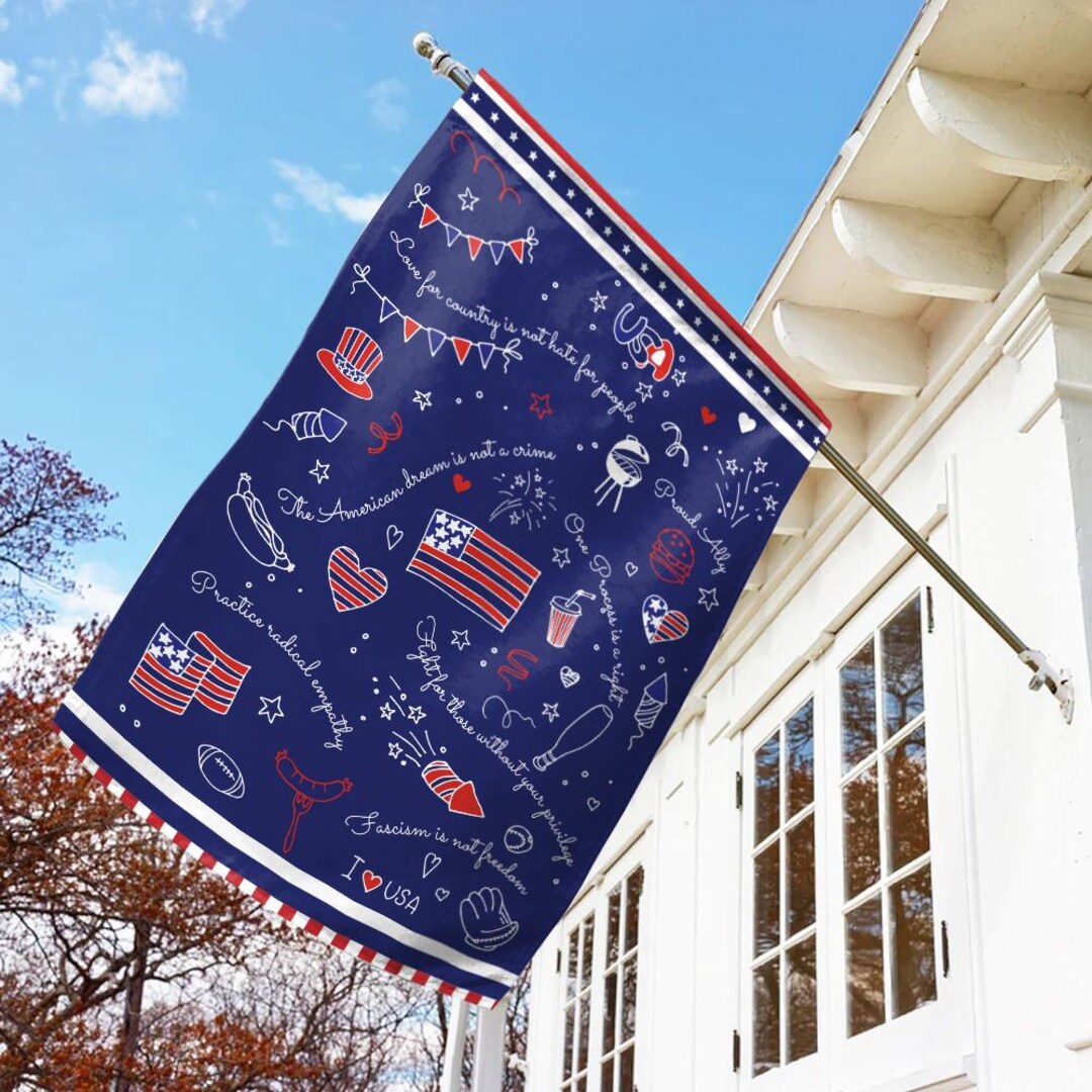 Patriotic Garden Flag, Freedom Democracy Truth Banner, Red White Blue ...